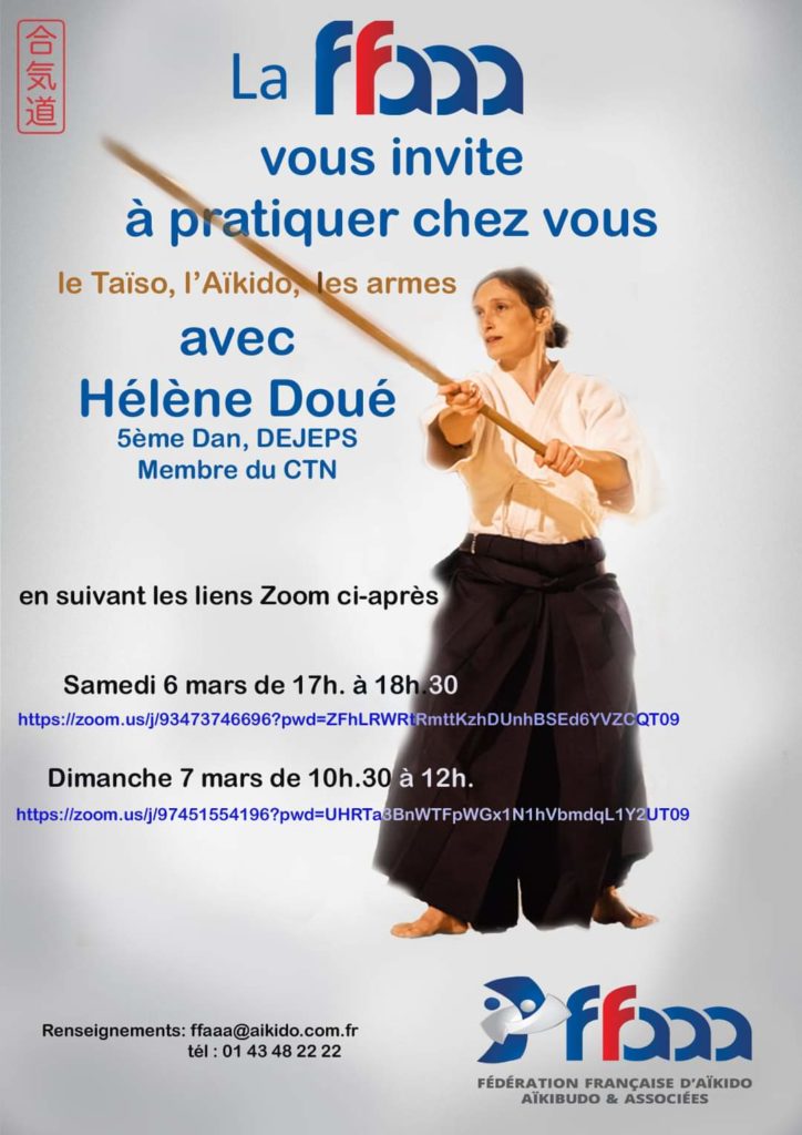 6 et 7 mars : Stage national Hélène DOUE sur zoom ! – AÏKIDO