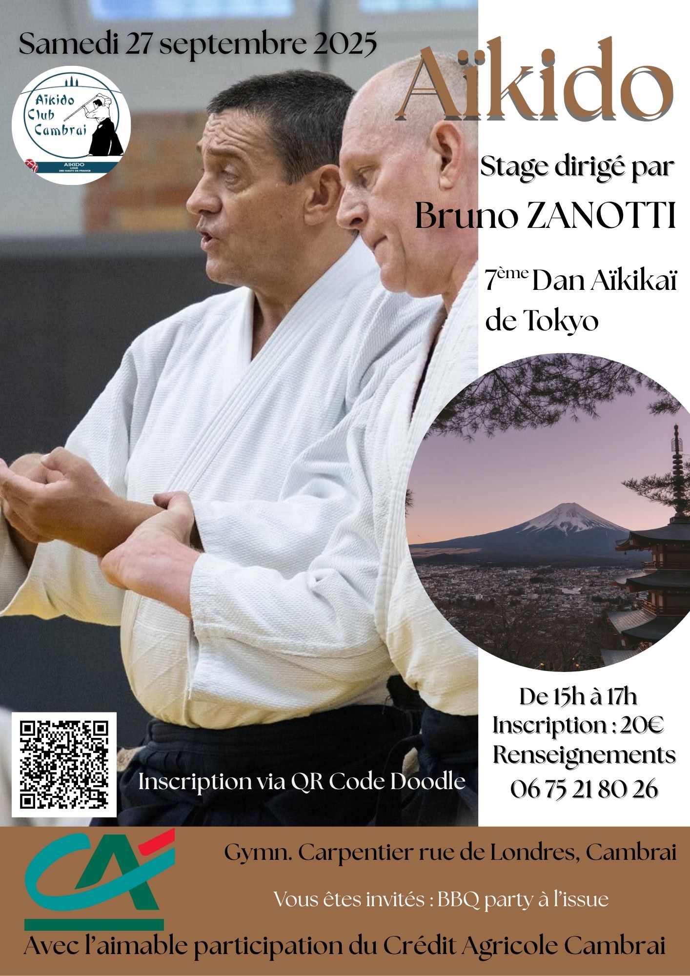 Stage Bruno ZANOTTI Shihan à Cambrai le 27 septembre – AÏKIDO